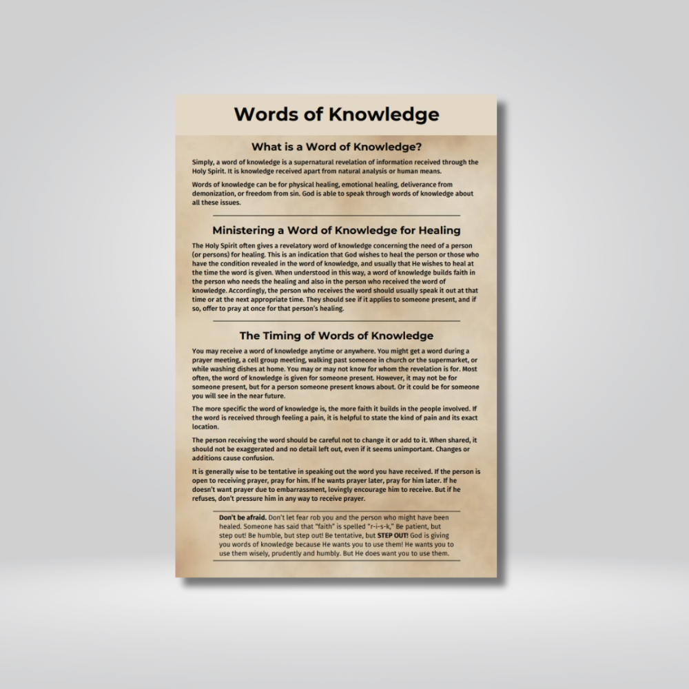 Words of Knowledge Card PDF – Global Awakening Store